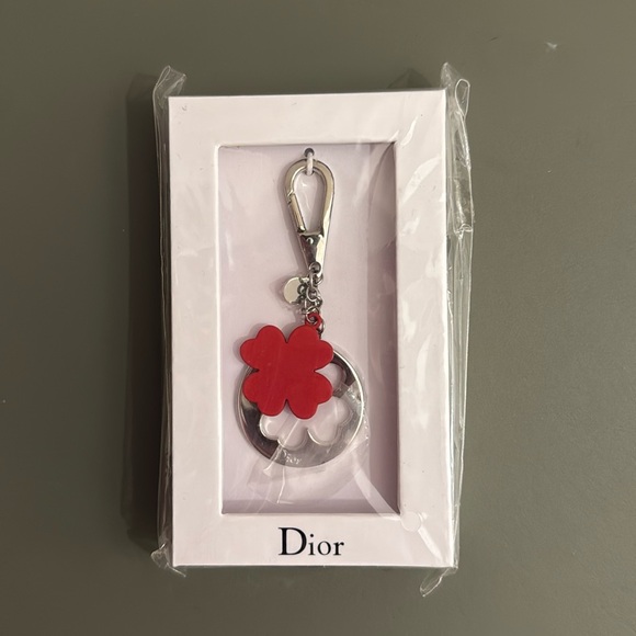 Dior | Accessories | Dior Red Clover Charm Keychain Nib | Poshmark